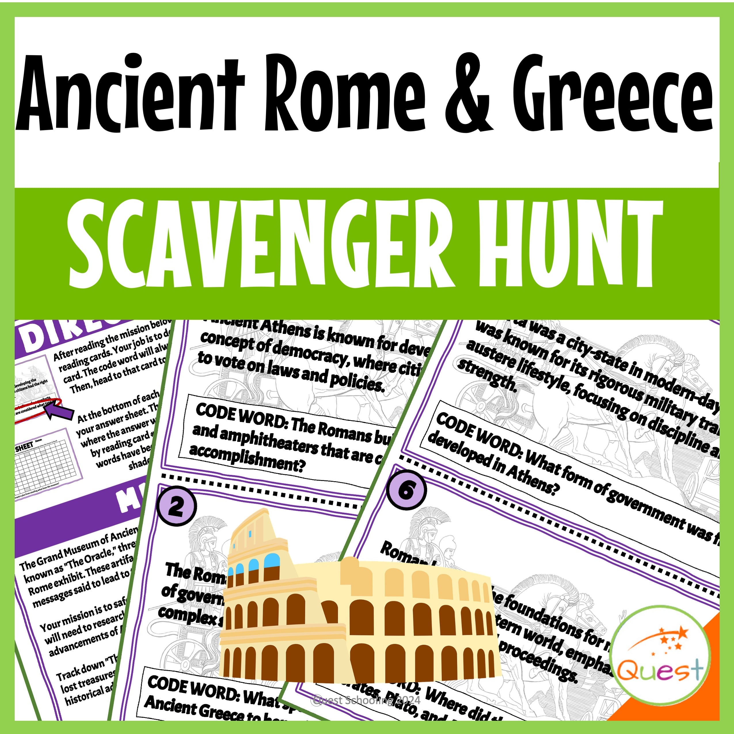 Ancient Greece and Rome History Social Studies Scavenger Hunt for Kids ...