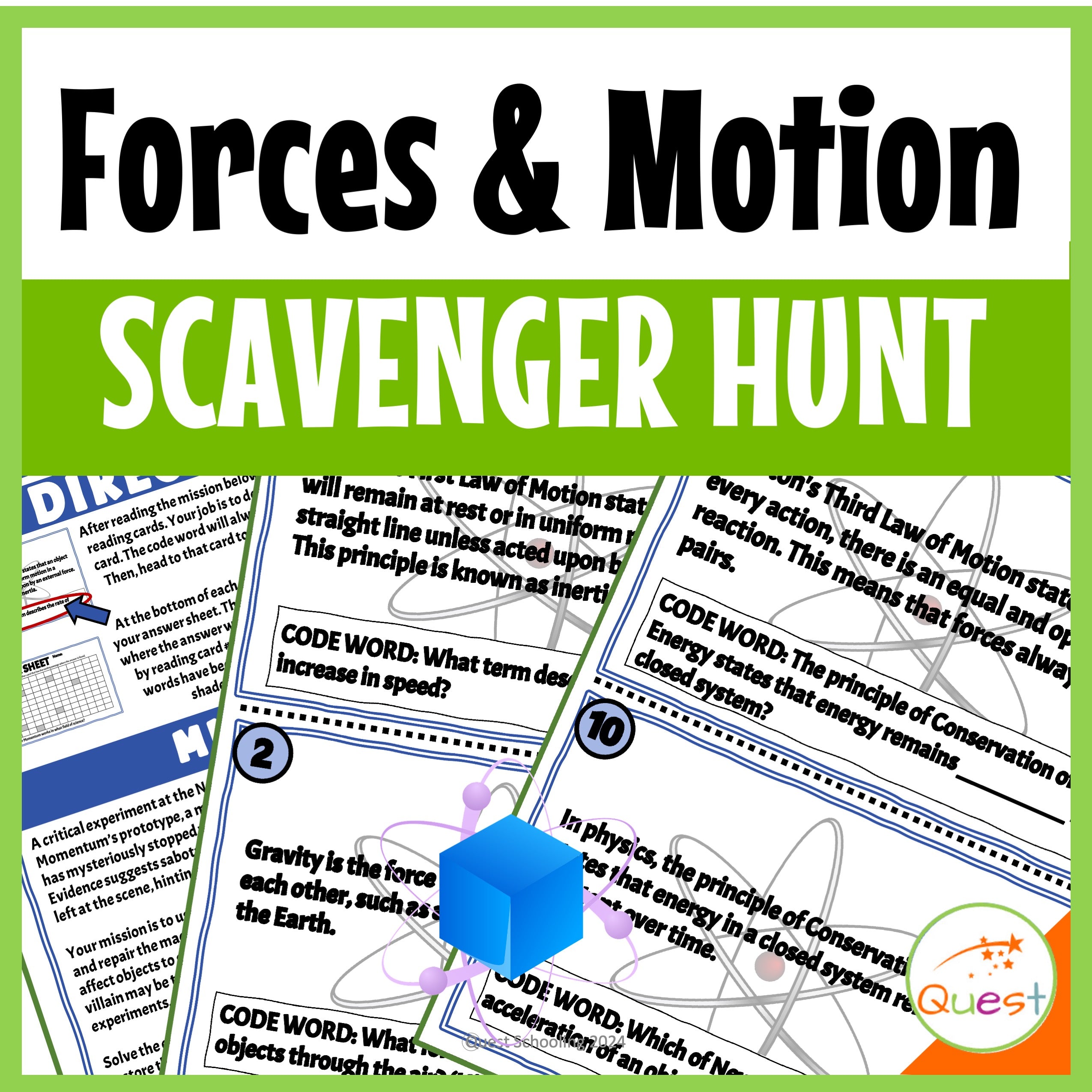 Forces and Motion Physical Sciences Scavenger Hunt for Kids 9-13 ...