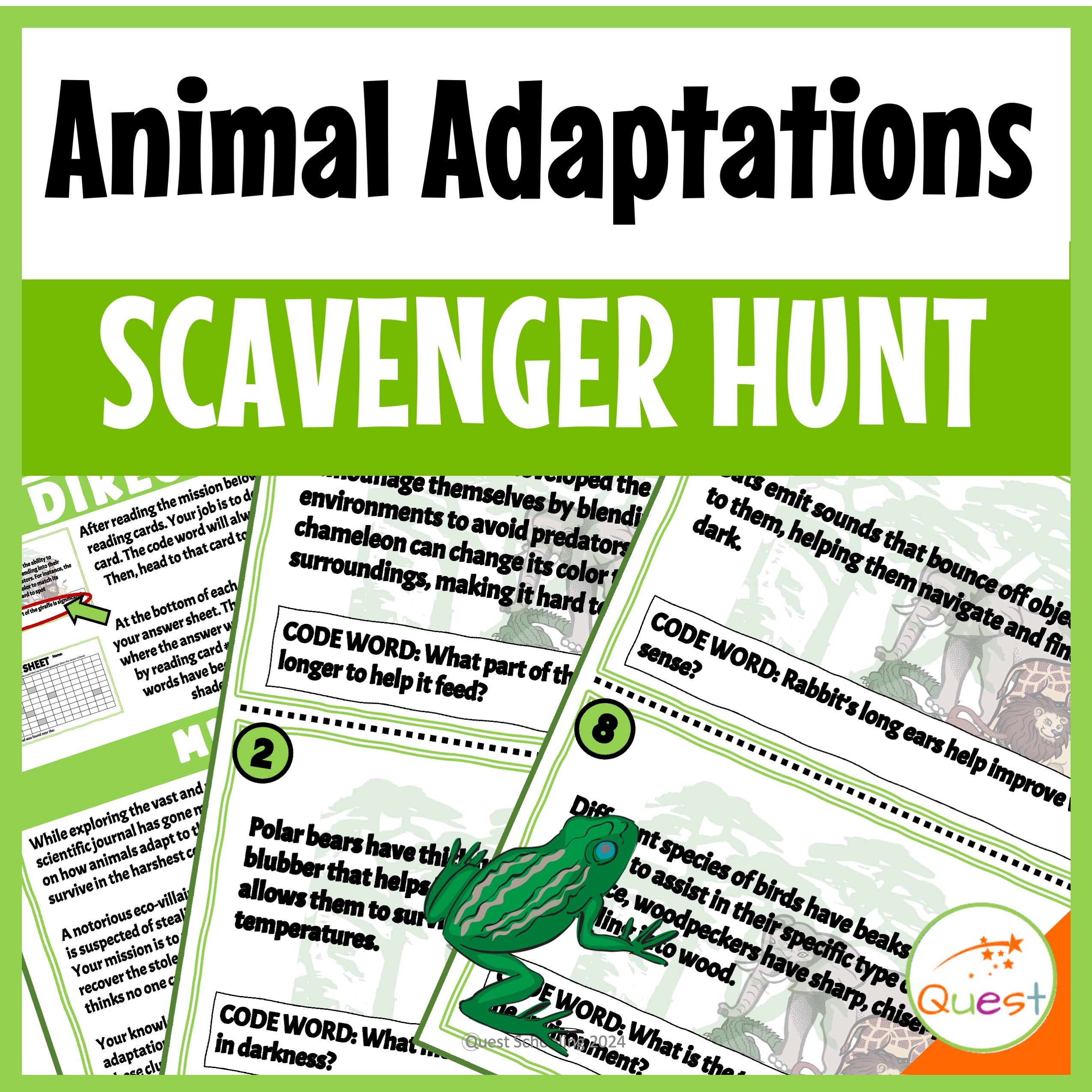 Animal Adaptations Science Scavenger Hunt for Kids 9-13 – Quest Schooling